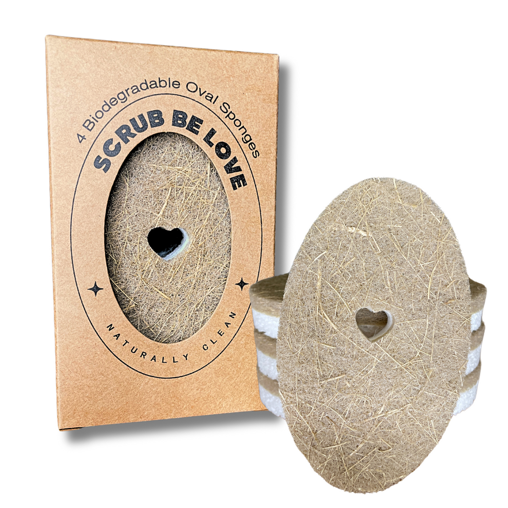 4 Pack Oval Heart Plant-Based Kitchen Sponges – Eco-Friendly, Non ...